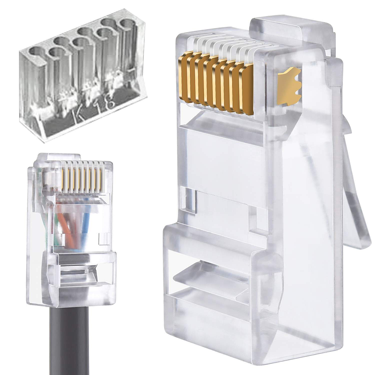 ZoeRax Cat6 RJ45 Connector,Two-Piece Design Modular Network Plug ...