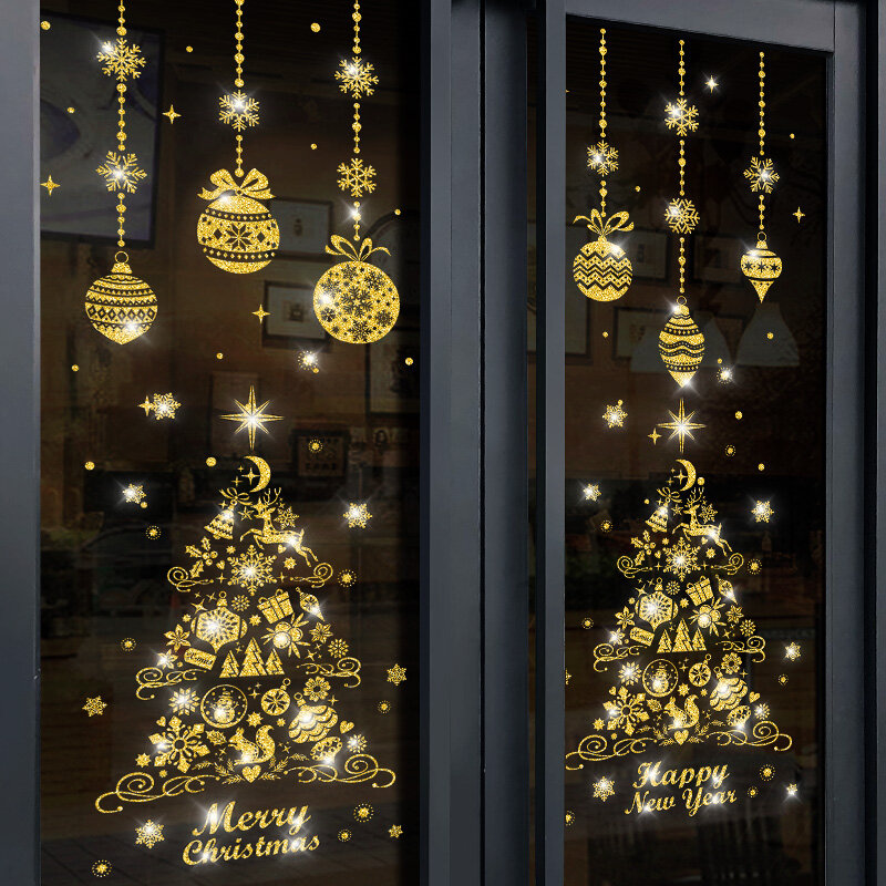 Christmas Decoration Window Stickers Glitter Decals Christmas Window ...