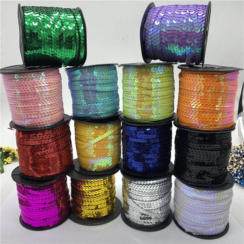 5Yards/Lot 6Mm Colorful Sequins Shiny Faceted Loose Sequins Paillettes ...