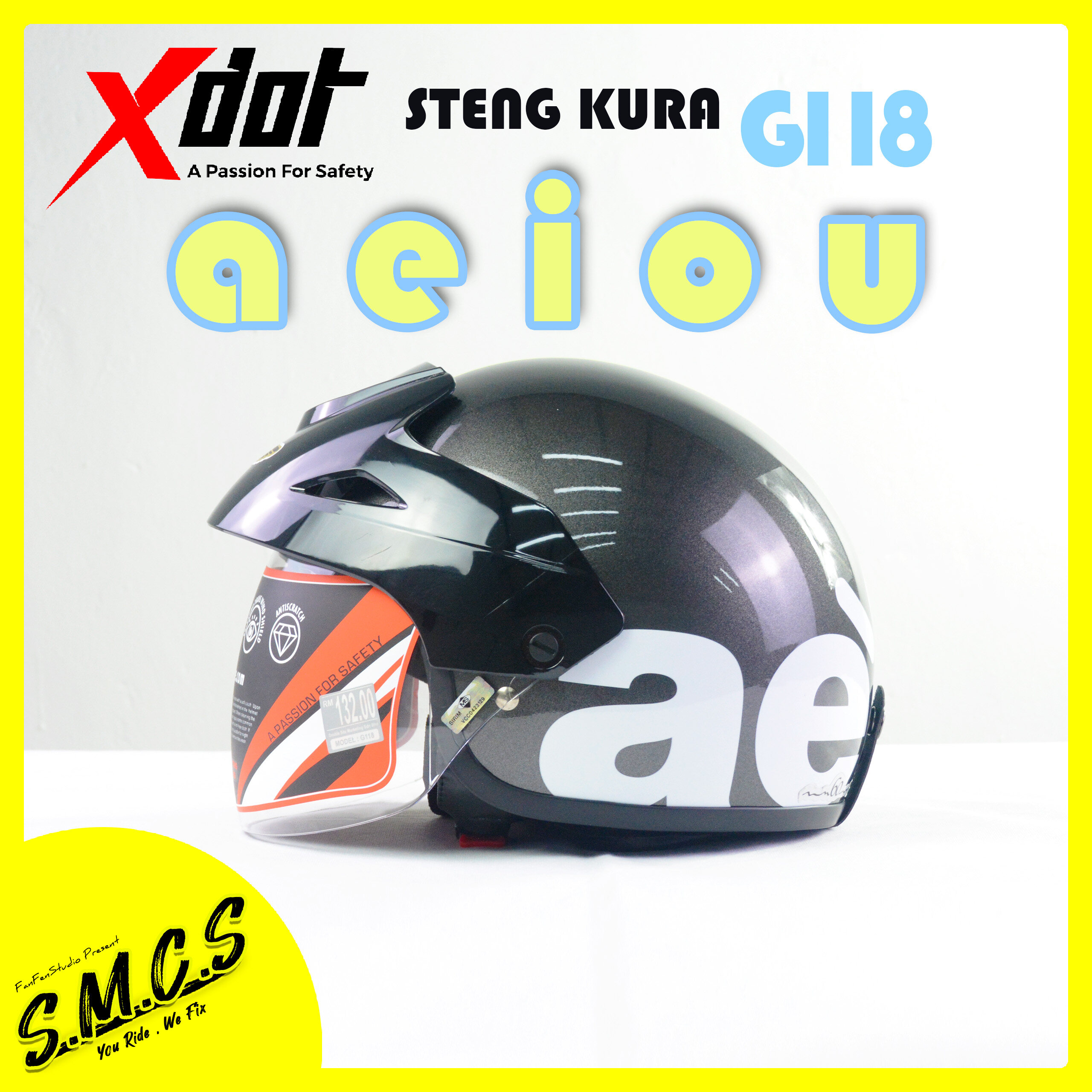 XDOT Helmet G118 (AEIOU) Steng Kura Kura Design (100%ORIGINAL) Sirim ...