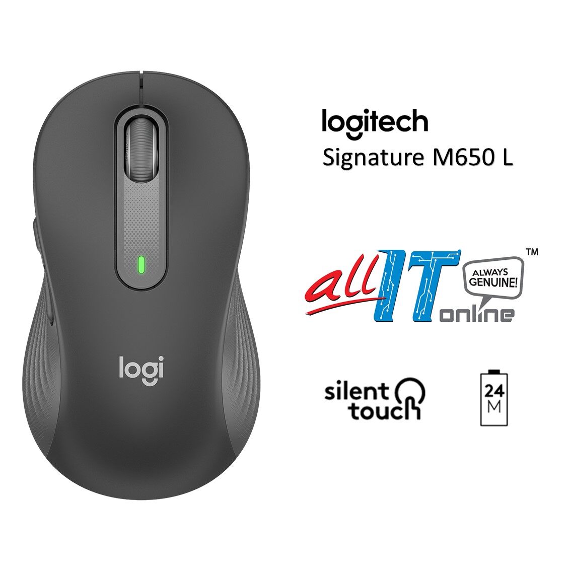 Logitech M650 Signature Wireless Mouse - 2-Year Battery, Silent Clicks ...