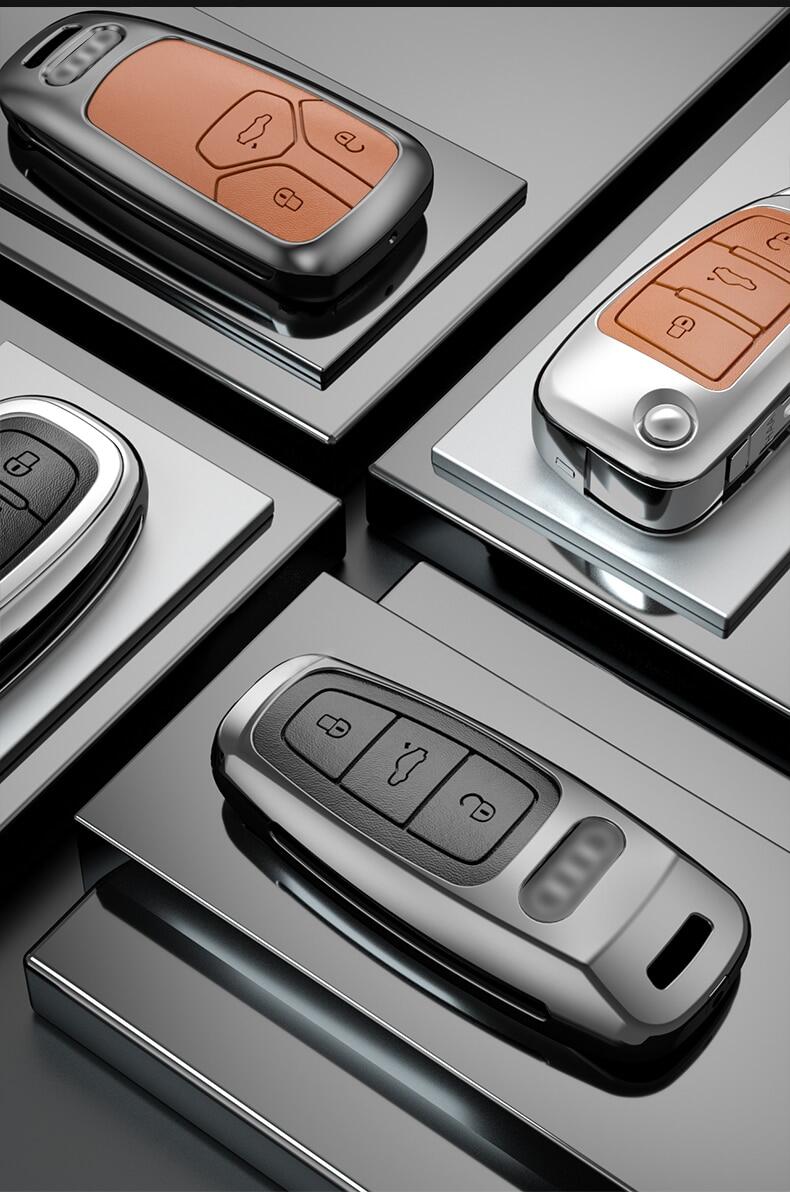 สังกะสีอัลลอยด์รถ Key Cover Protector สำหรับ Audi A3 A4 A5 C5 C6 8L 8P ...