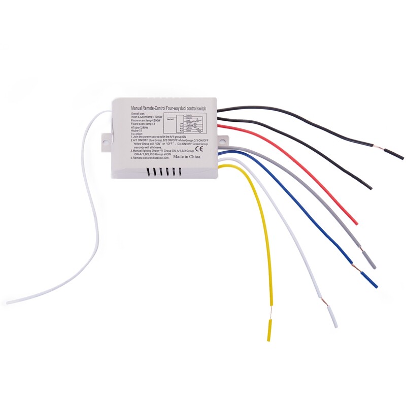 4 Way Light Lamp Digital Wireless Remote Control Switch ON/OFF 220V ...