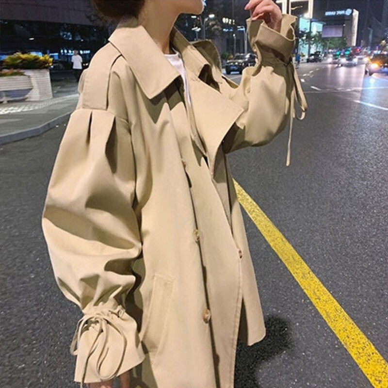 MBeauty T Rench Coat สำหรับผู้หญิงบางสีทึบ T Rench Coat หลวม Drawstring ...