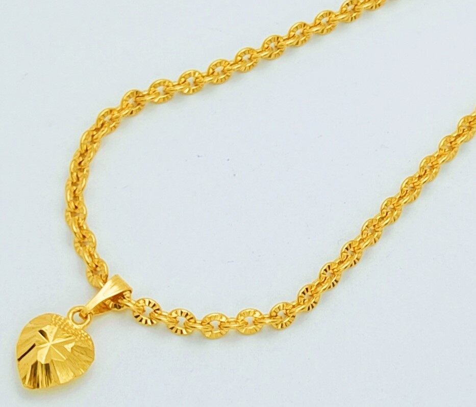 Rantai Leher dan Loket Emas Korea 24K (Gold Plated) | Lazada