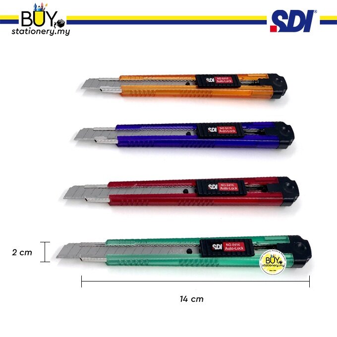 SDI Steel Paper Cutter Knife Heavy Duty Auto-Lock 0416A - (1s/PCS) Craft Knife Pisau Tolak Pen ...