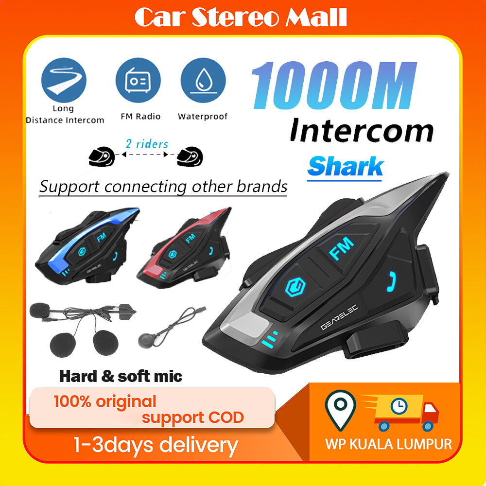 Gearelec Shark Bt Interphone 1000m Motorcycle Bluetooth Helmet Intercom