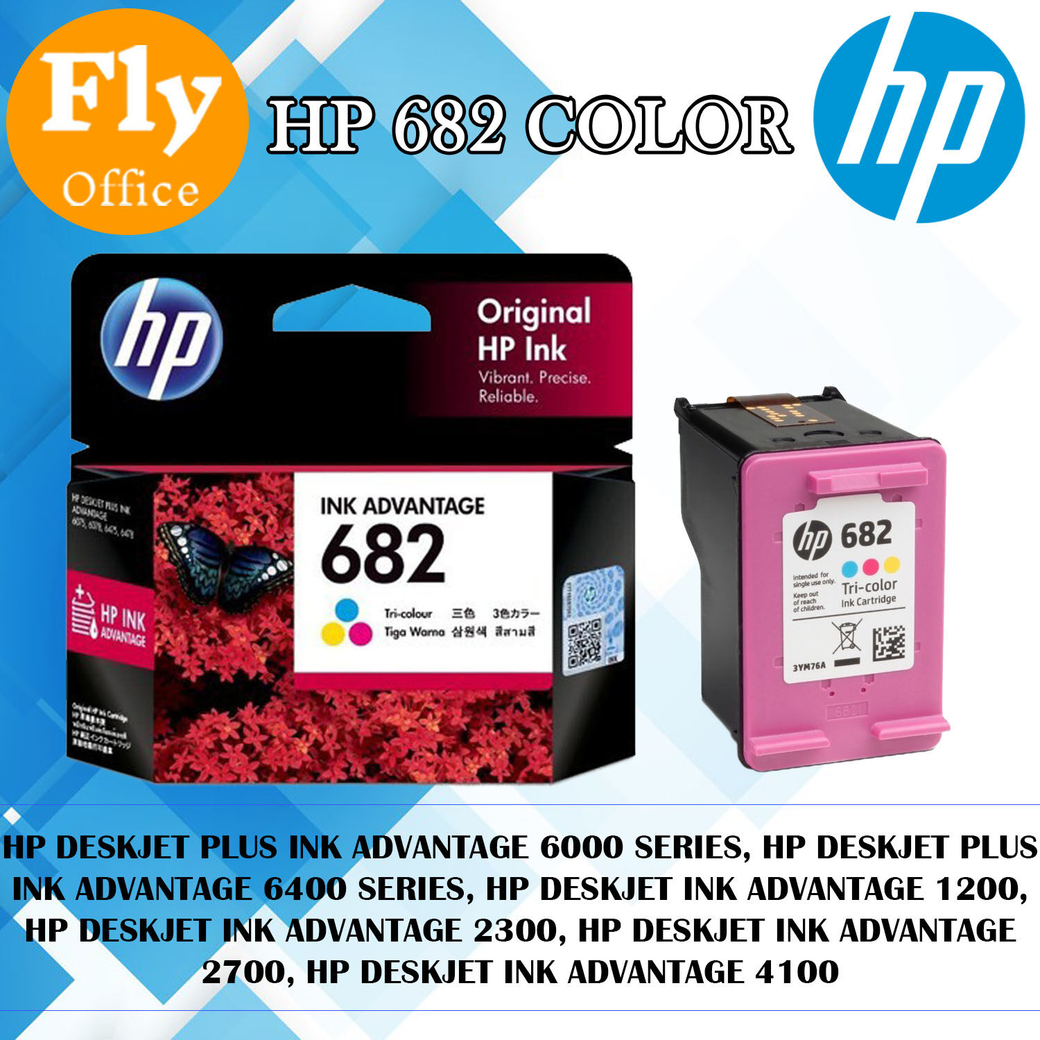 HP 682 Black / Tri-Color Original Ink Cartridge (3YM77AA/3YM76AA ...