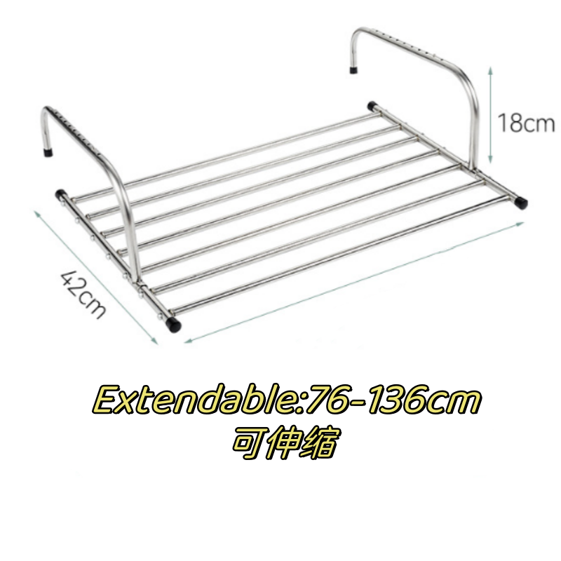 Stainless Steel Extendable Towel Hanger Ampaian Drying Rack Balcony ...