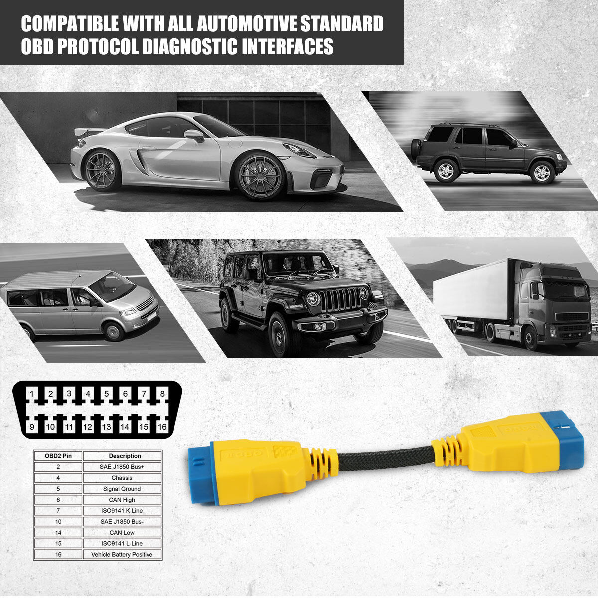 AUTOOL เสริมไนลอน OBD สาย 36 ซม. + 20 ซม. รวมกัน - AUTOOL Official ...