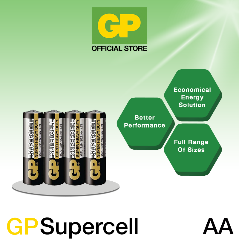 GP SUPERCELL Super Heavy Duty Battery AA [ Shrink Pack of 4s ] | Lazada