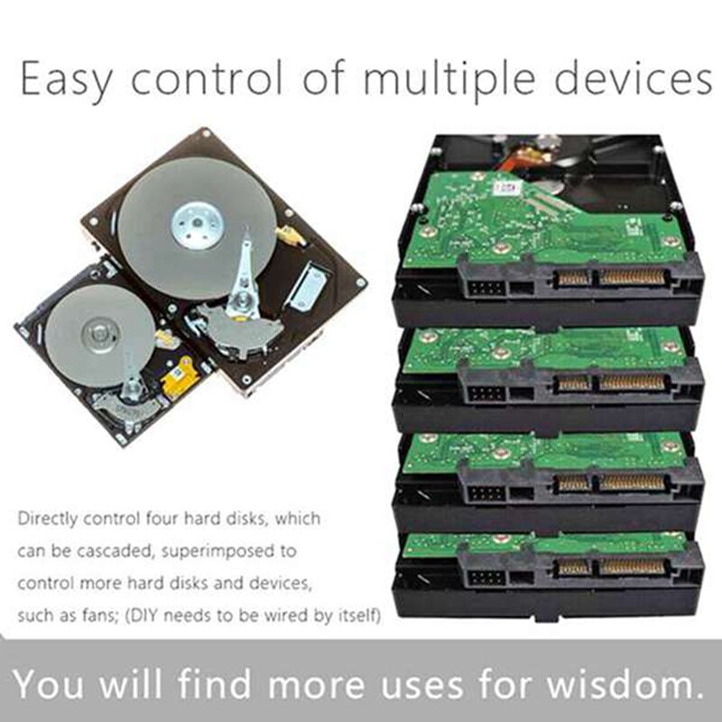 4 Ports HDD Power Control Switch Hard Drive Switcher 15-Pin SATA Selector for PC Desktop ...