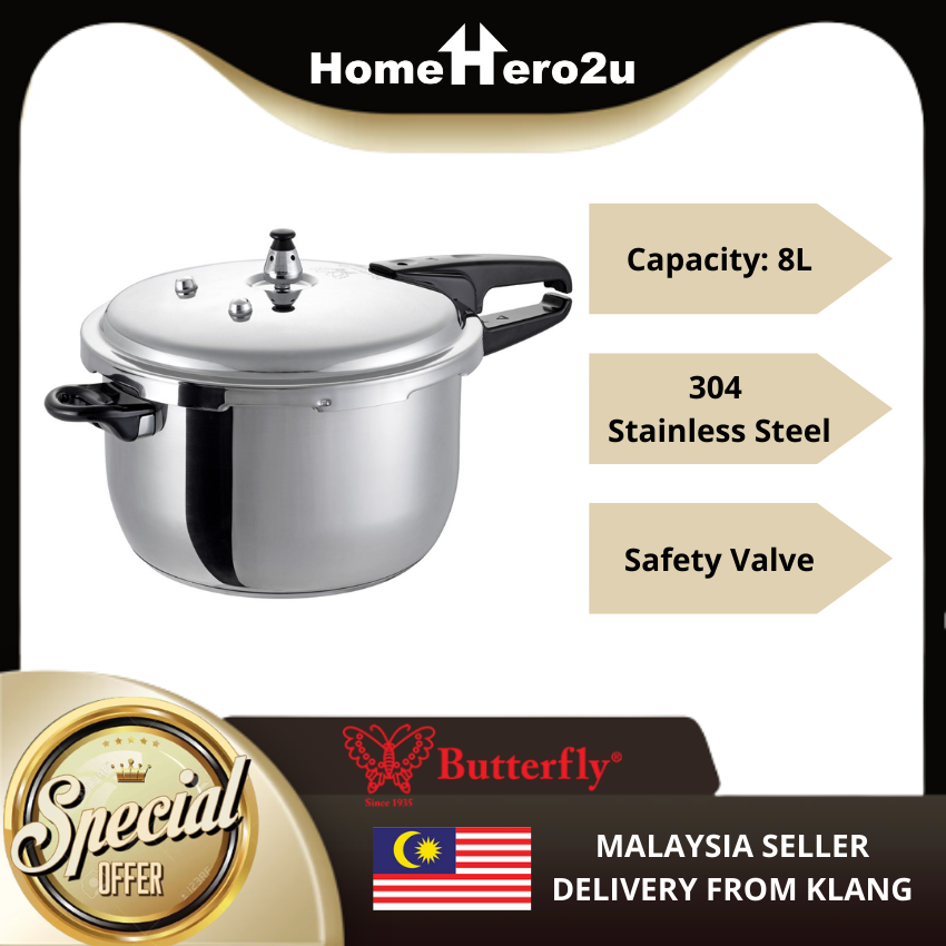Butterfly Pressure Cooker 8L BPC-SS27 SUS 304 Stainless Steel With ...