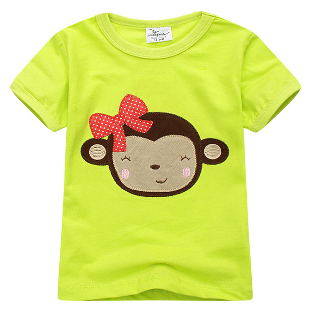 2021 Kids Baby Girls T-shirts Cartoon Animals Monkey Printed Short ...