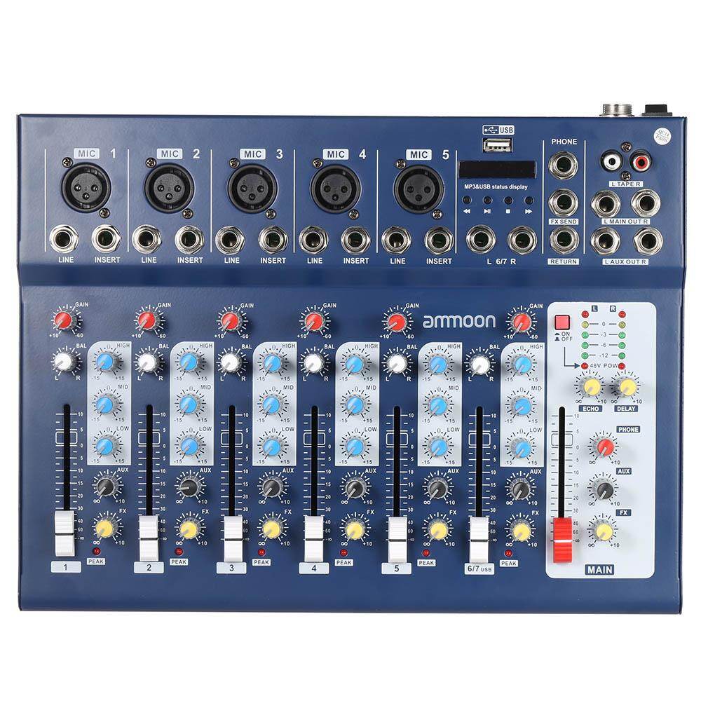 ammoon F7-USB 7-Channel MIC Line คอนโซลเครื่องผสมเสียง EU Plug - ammoon ...