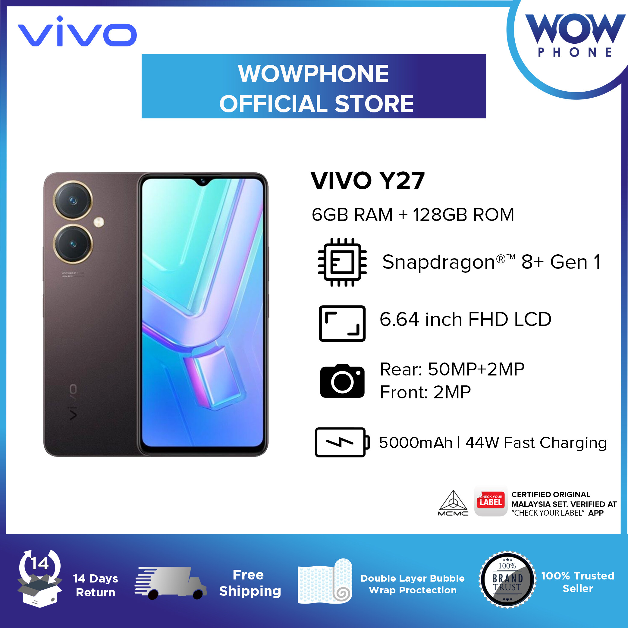 [READY STOCK] VIVO Y27 [6GB RAM | 128GB ROM], 1 Year Warranty by Vivo Malaysia | Lazada