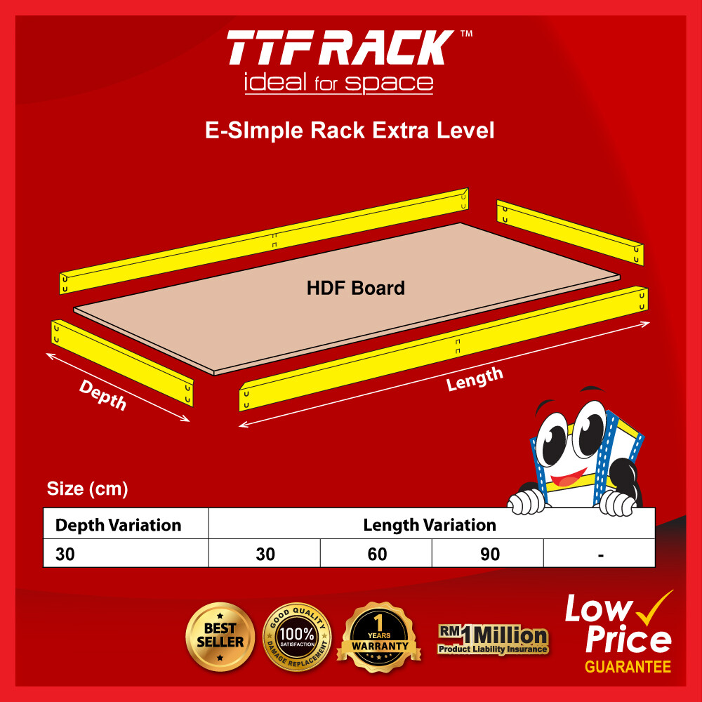 TTF Rack™ (SIMPLE & E-SIMPLE ADD LEVEL) Shelving Level Tingkat Tambahan ...