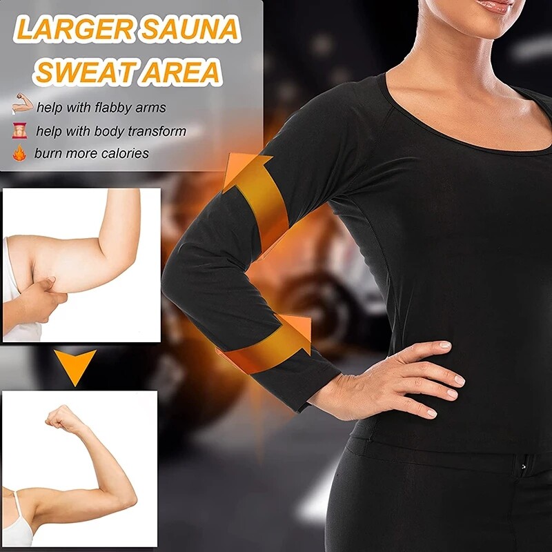 Sweat Sauna Shirt Heat Trapping Body Shaper for Women Tight Windbreaker ...
