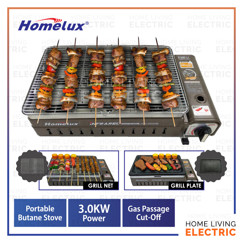Homelux Portable Gas Stove 2 in 1 Infrared Cassette Grill Plate & Pan ...