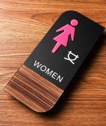 Acrylic Wood Grain Toilet Sign Prompt Men & Women Wc Restroom Signs ...