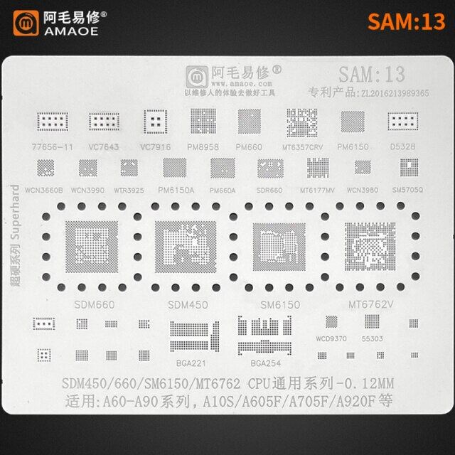 Amaoe SAM13 BGA Reballing Stencil for Samsung A60-A90 SDM 450 660 SM6150 MT6762 CPU Stencil A10S ...