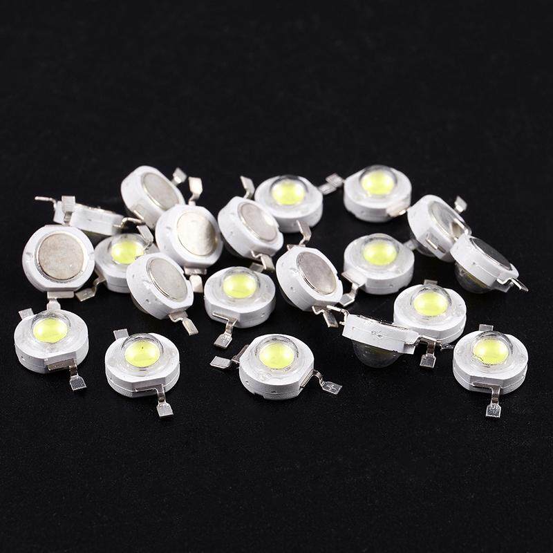20 Pcs High Power 2 Pin 3W White LED Bead Emitters 170-190Lm 6000K ...