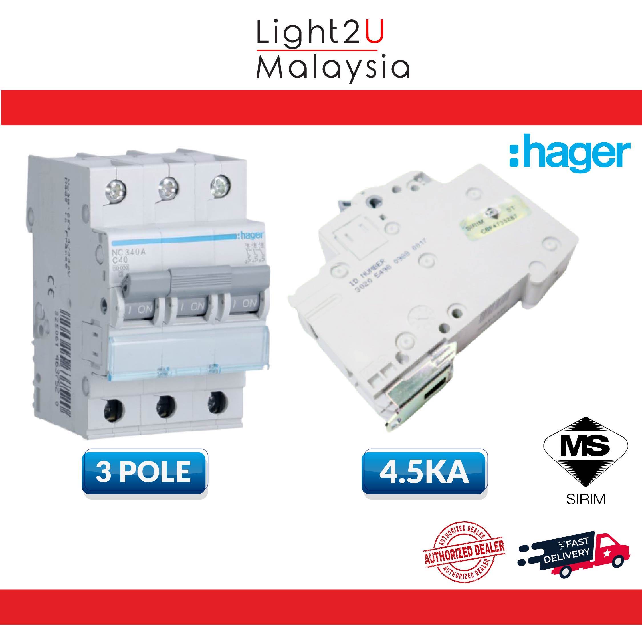 HAGER 3POLE 4.5KA MCB (2A/6A/10A/16A/20A/25A/32A/40A/50A/63A) | Lazada