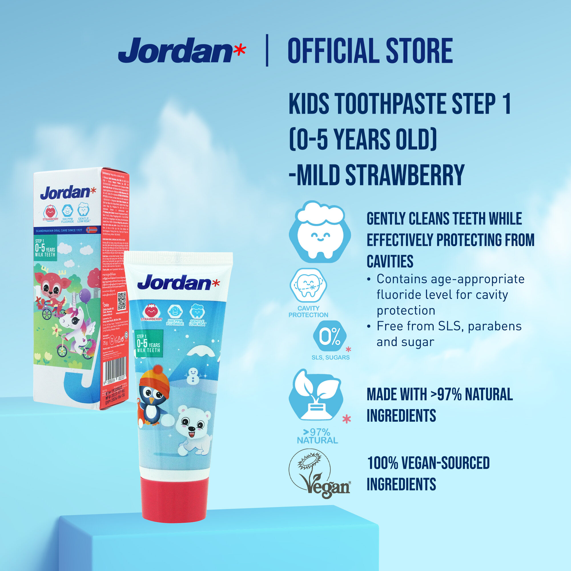 JORDAN Kids Toothpaste Step 1 (0-5 Years Old) (75g) | Lazada