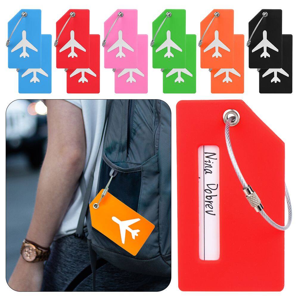 Silicone Luggage Tag Suitcase Labels Name ID Card Bright Suitcase ...