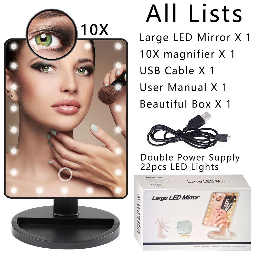 LED Light Makeup Mirror Lamp 10X Magnifier Battery Vanity Magnifying ...