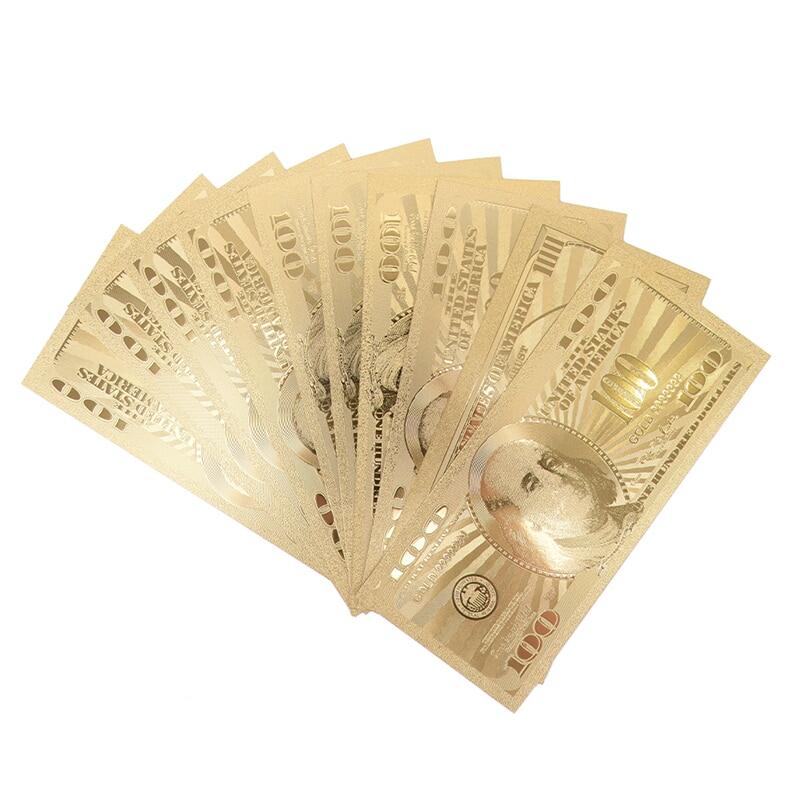 10pcs USA 100 Dollar Gold Banknote Currency Bill Paper Money Coin Medal ...