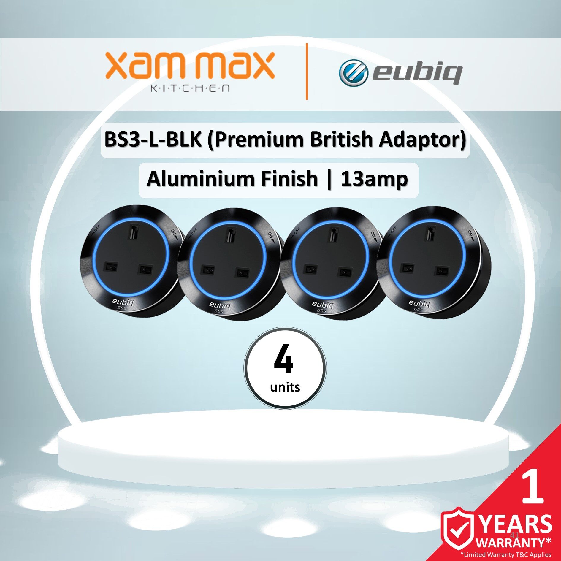 Eubiq 4 Units BS3 Series British Standard Premium Socket Adapter ...