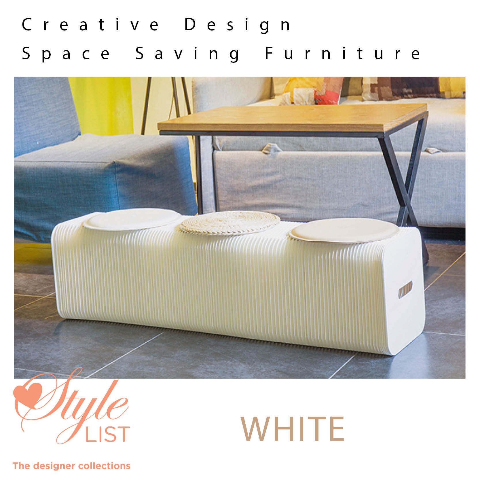 (READY STOCK)【Height 28cm, Length 120-150cm, 3 seats】Creative Folding ...