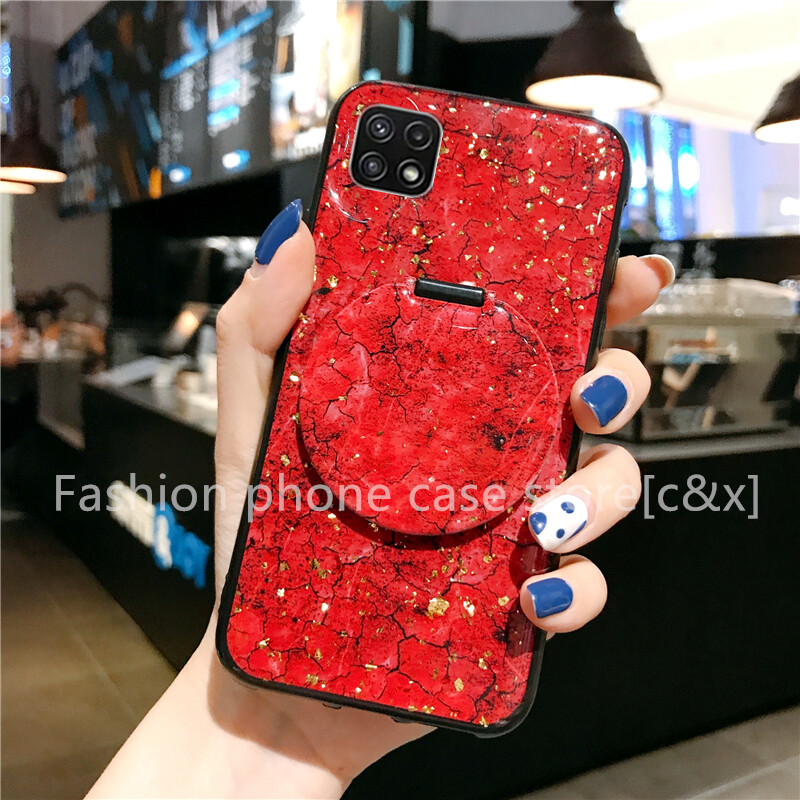 Case เคส Samsung Galaxy A22 A32 A52 A72 4G 5G M32 เคสโทรศัพท Casing Marble Crack Glitter Pattern ...