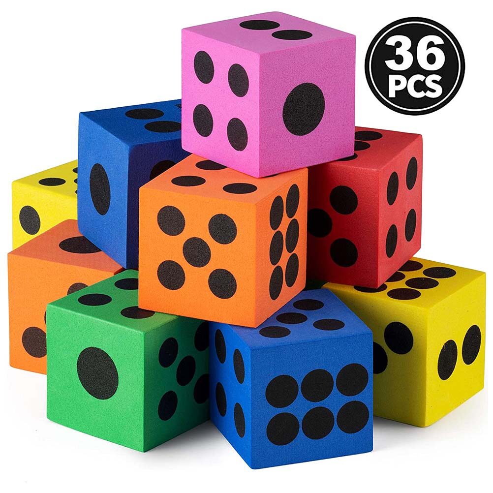 36 pcs EVA Foam Dice Large 1.5 Inch Kids Educational Fun Dice for Games ...