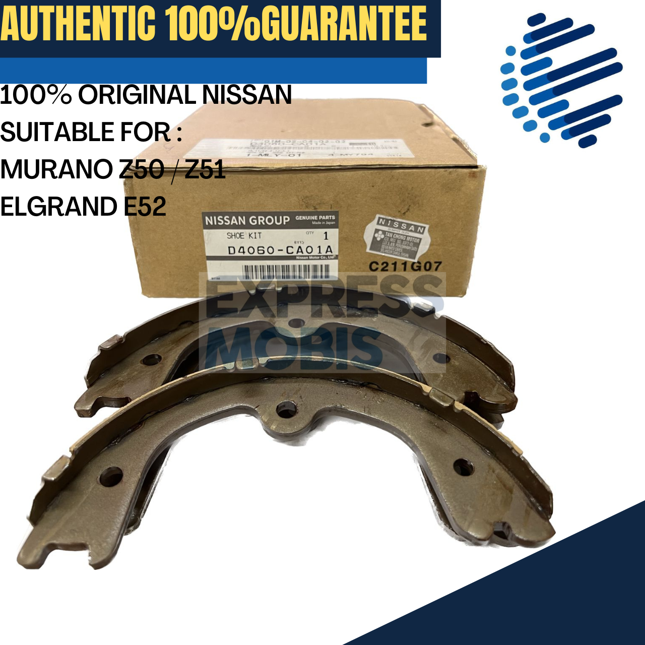100% ORIGINAL NISSAN HAND BRAKE SHOE D4060-CA01A MURANO Z50 / 51 ...