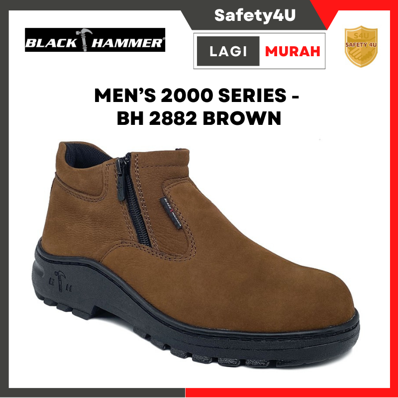 Black Hammer Men 2000 Series Mid cut with Double Zip Safety Shoes ...