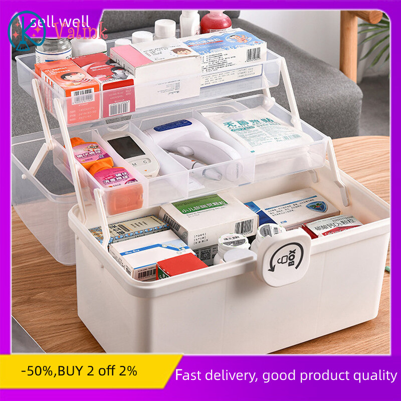 Valink#【Ready Stock】3/2 Layer Portable First Aid Kit Storage Box ...