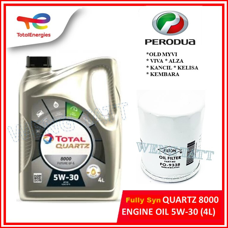 TOTAL 5w30 4L Fully Synthetic SN Engine Oil Car Lubricant 5w-30 Minyak ...