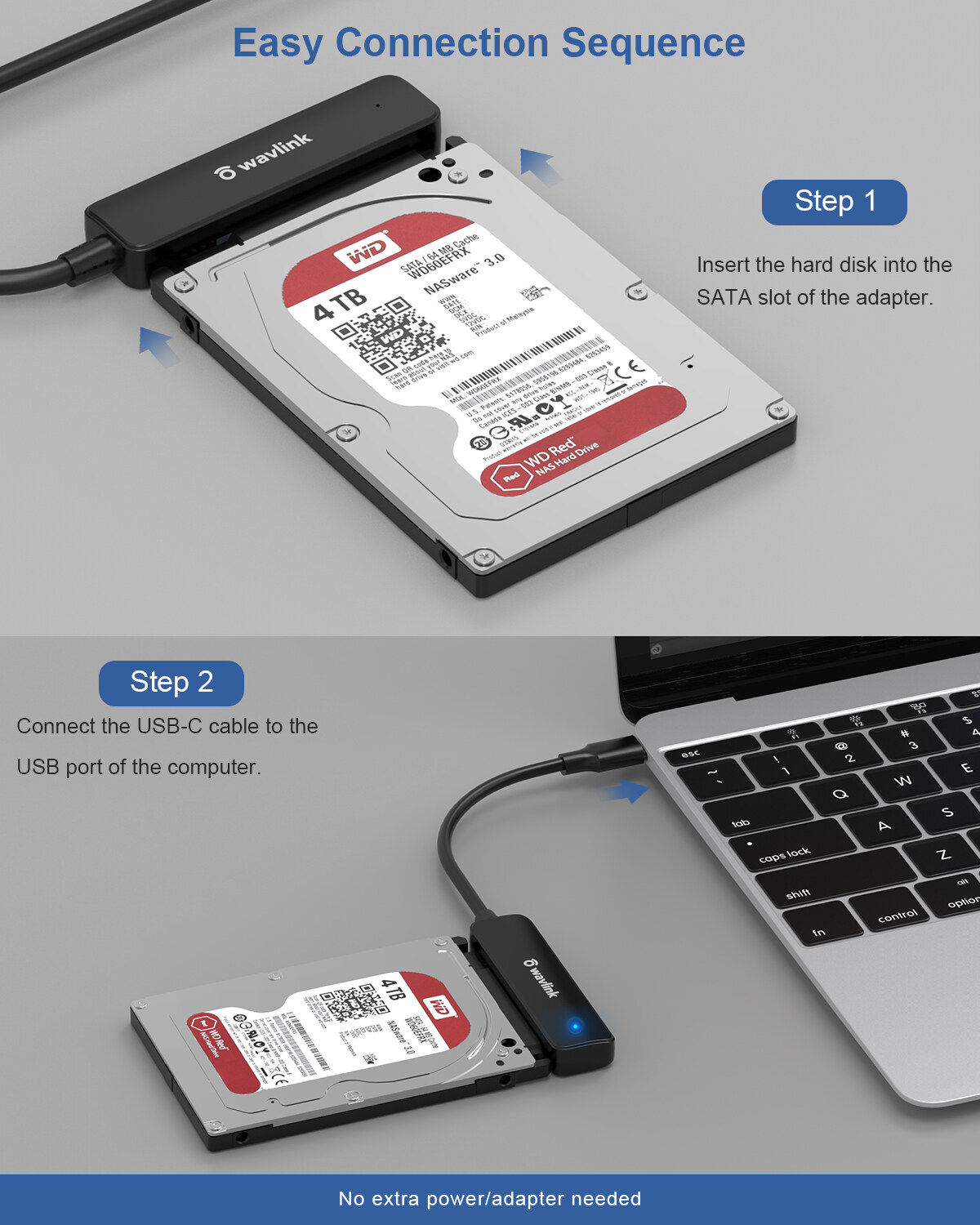 WAVLINK USB-C SATA 3 Adapter สำหรับ2.5 "SATA SSD/HDD, Compact & แฟชั่น ...