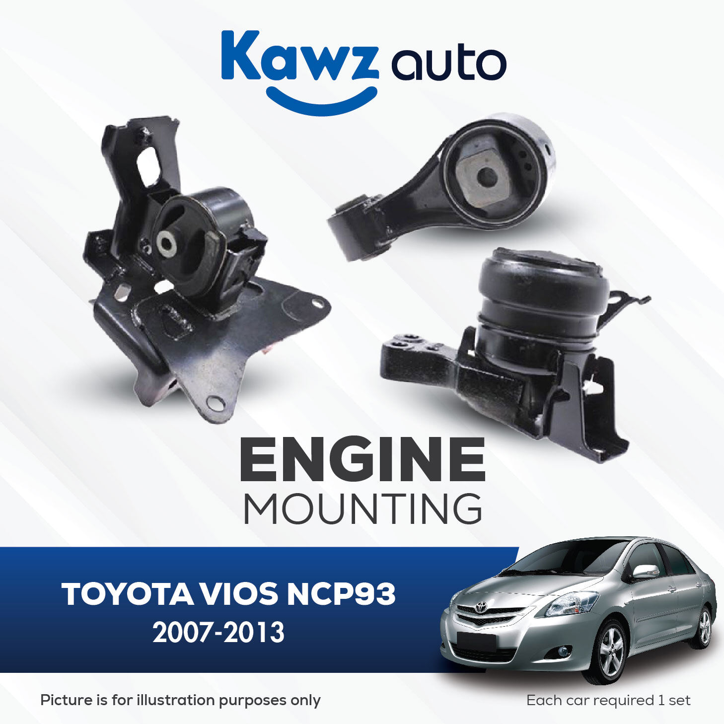 KAWZ TOYOTA VIOS NCP93 (2007-2013) ENGINE MOUNTING - [SET] | Lazada