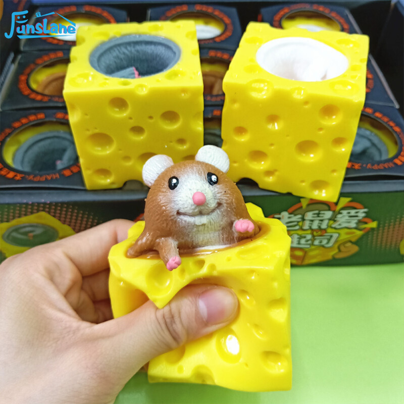 FunsLane ของเล่นคลายเครียดใช้บีบสีน่ารักถ้วยเมาส์ชีสที่ใส่ปากกาแปลกใหม่ ...