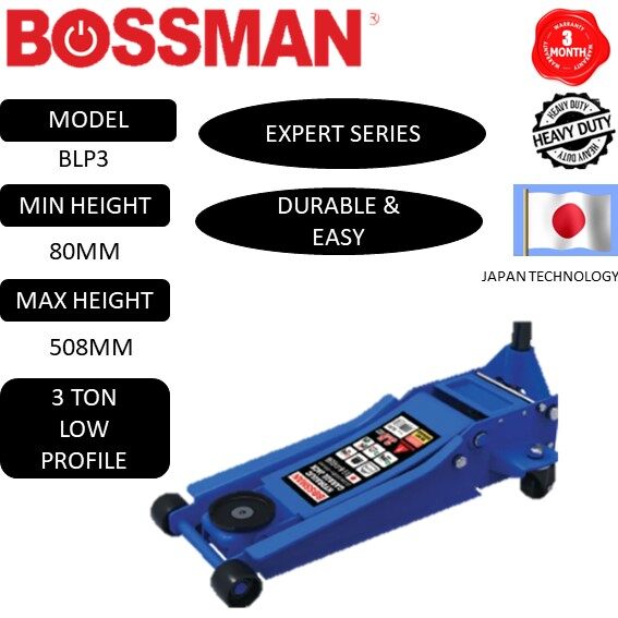 BOSSMAN BLP3 / 3 TON LOW PROFILE FLOOR JACK WITH DOUBLE PUMP- 3 MONTHS ...