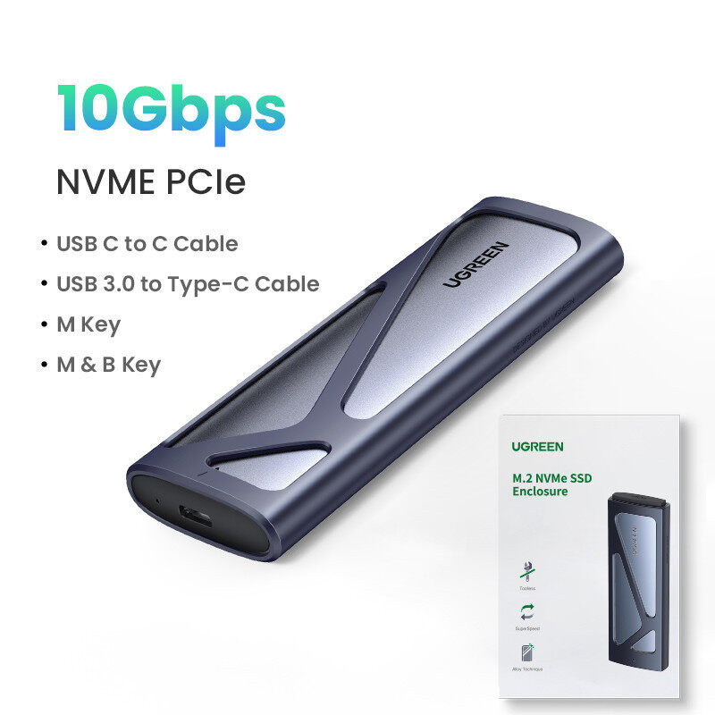 Ugreen Case SSD Enclosure NVMe SATA.2 SSD HDD Entr 10Gbps USB 3.2 Gen2 ...