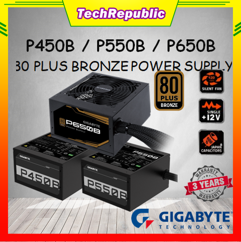 GIGABYTE P450B / P550B / P650B 450W / 550W / 650W 80 PLUS BRONZE POWER ...