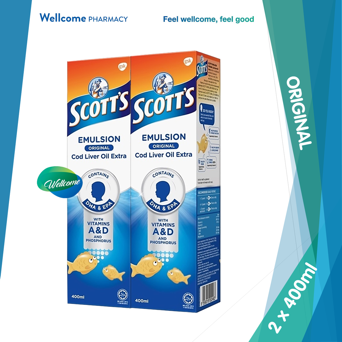 Scott's Emulsion Cod Liver Oil Extra - Original - 2 x 400ml (Twin Pack ...