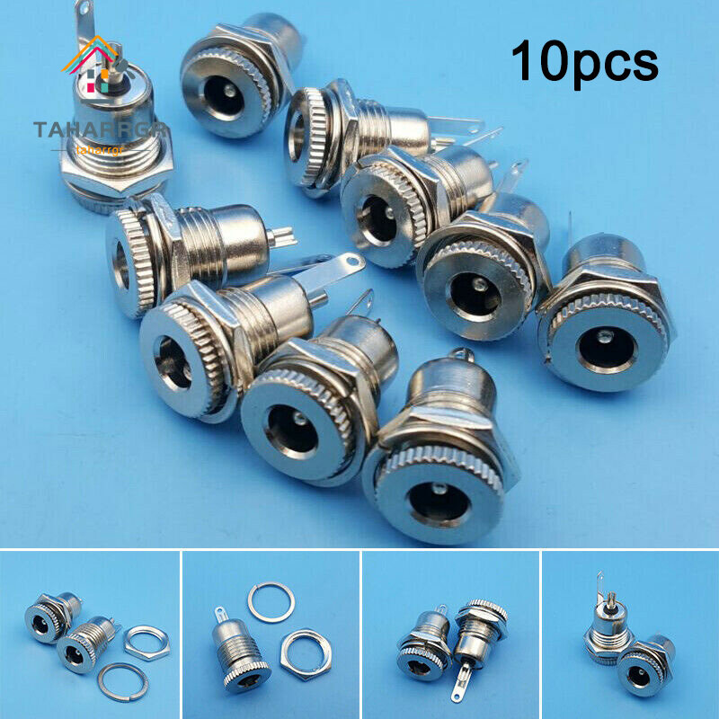 10Pcs Female Metal Panel Mount Socket DC Power Connector Jack Plug 5 ...
