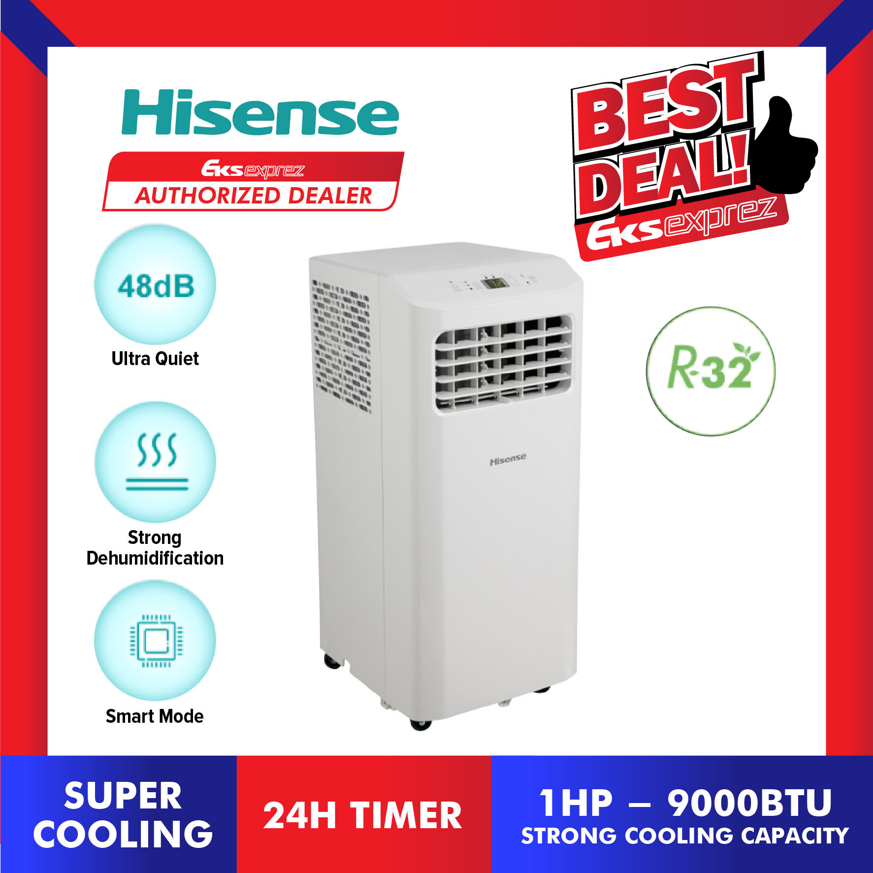 [Free Shipping] Hisense 1HP Portable Aircond AP09KVG R32 Portable Air ...