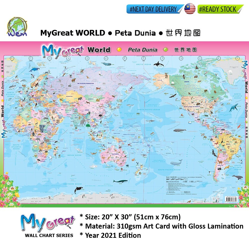 Hot sale ♟ WallChart ️ The World Malaysia Peninsular Malaysia World ...