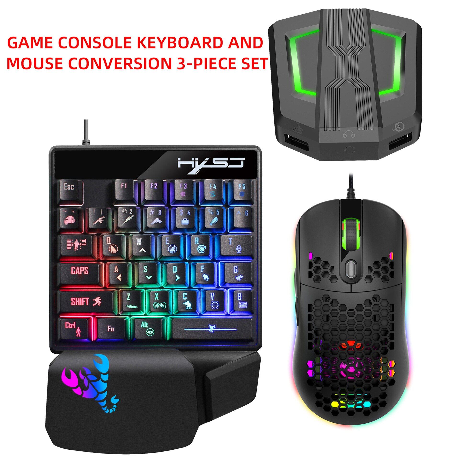 SeenDa One Handed Gaming Keyboard Set RGB Backlit 35 Keys Portable Mini ...